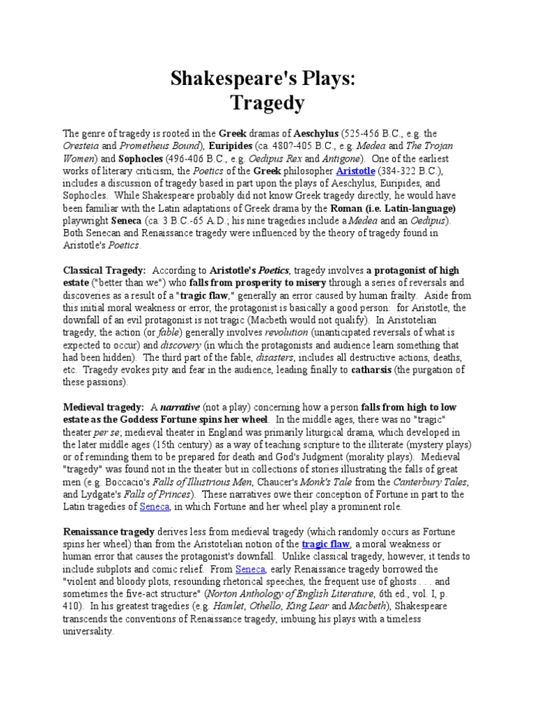 Shakespeare's Plays: Tragedy | Tragedy | Ancient Greek Theatre