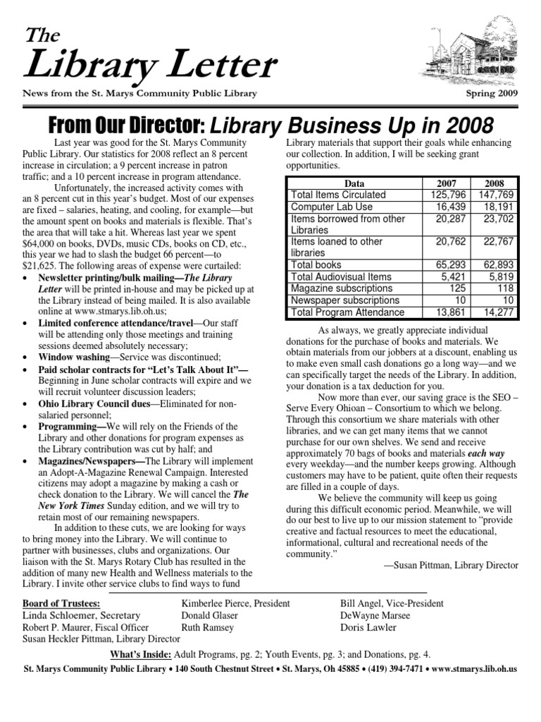 Library Letter: From Our Director | PDF | Public Library | Libraries