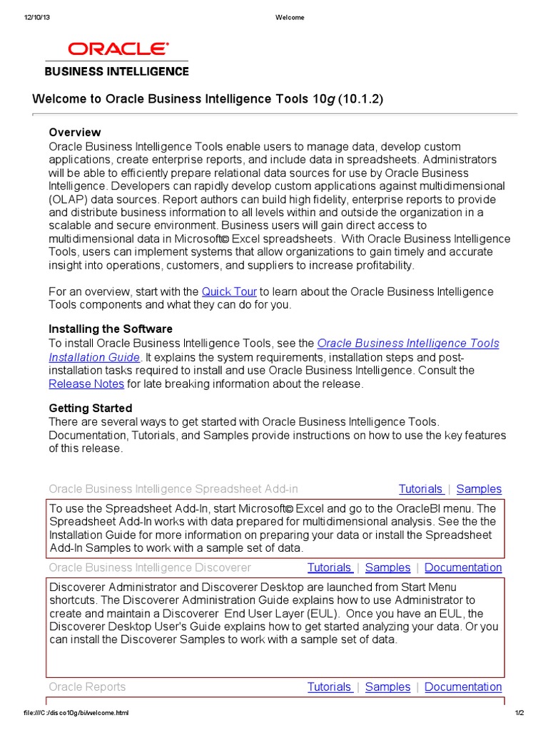 Welcome To Oracle Business Intelligence Tools 10g (10.1.2) : Quick Tour ...