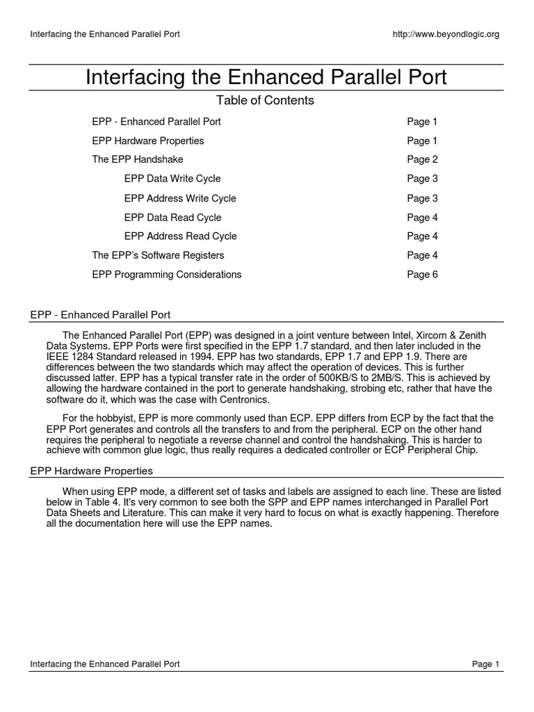 Interfacing Enhanced Parallel Port | PDF | Computers