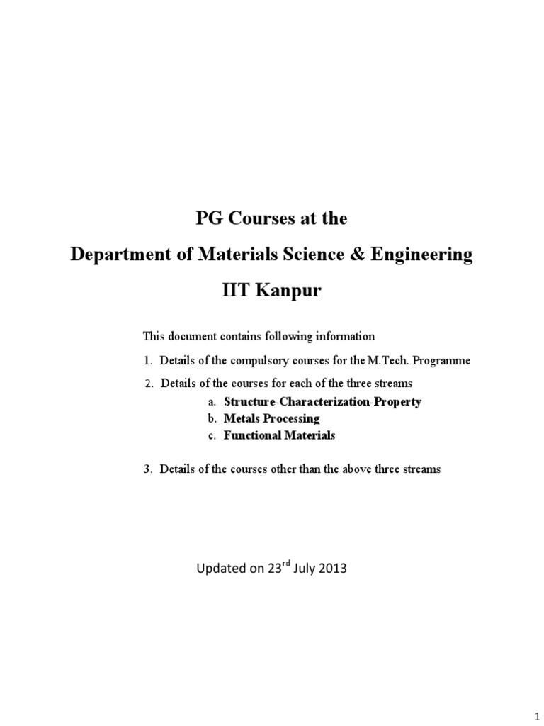 MSE PG Courses | PDF | Sintering | Heat Treating