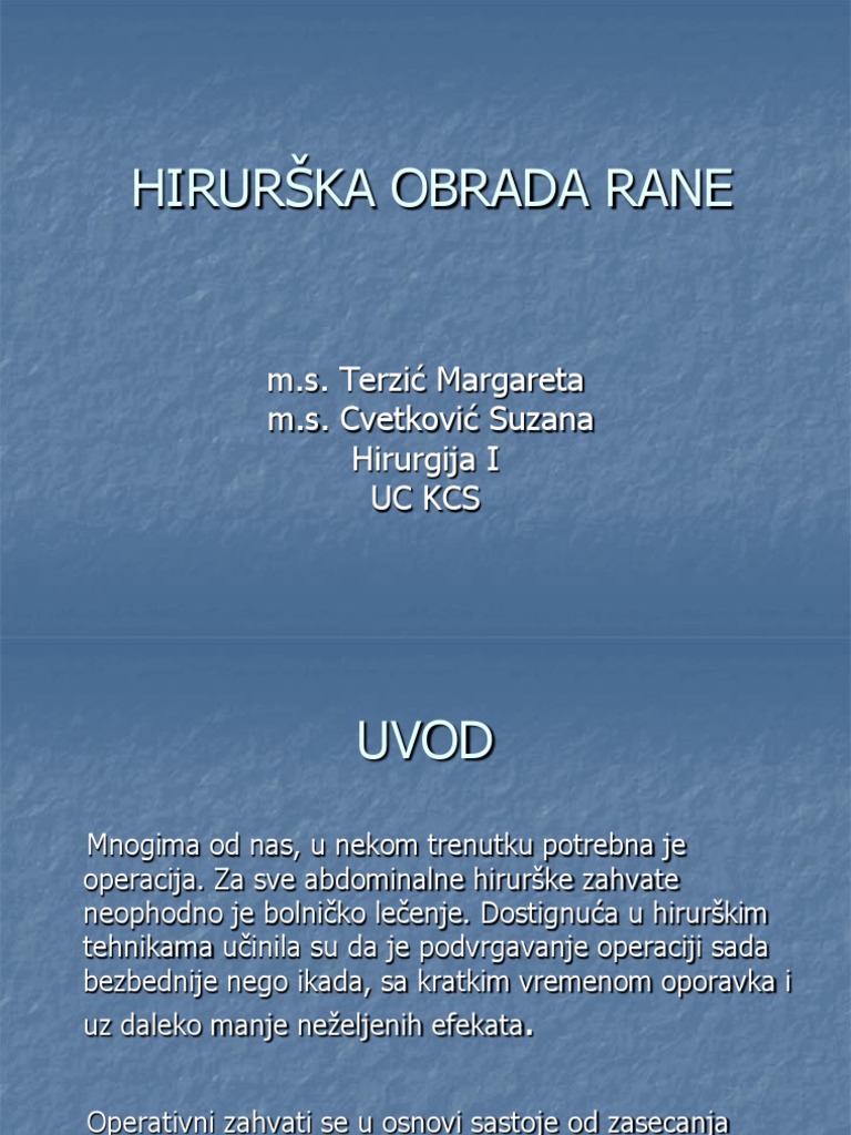 Hirurška Obrada Rane | PDF