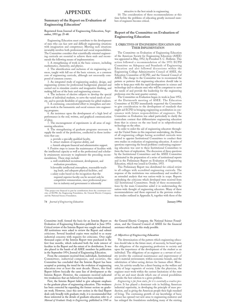Grinter Report on Engineering Education | PDF | Teachers | Engineering