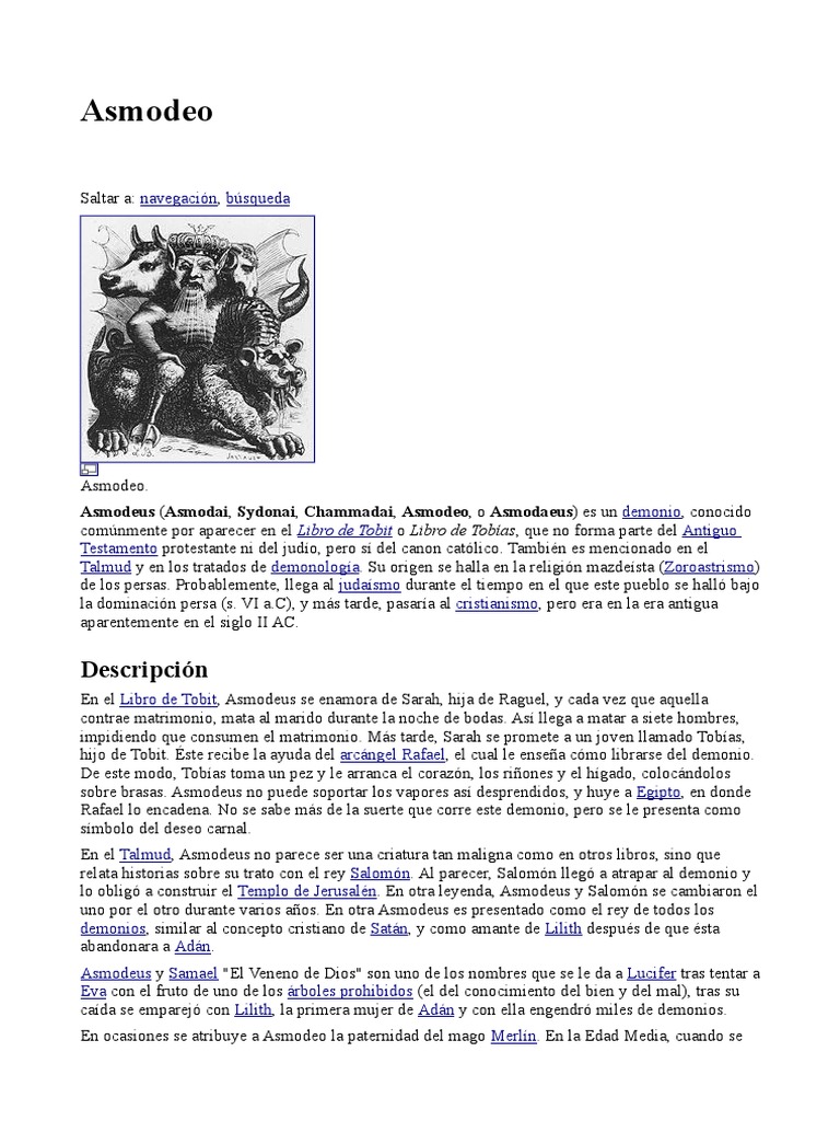 Asmodeo | PDF | Demonios | Mitología abrahámica