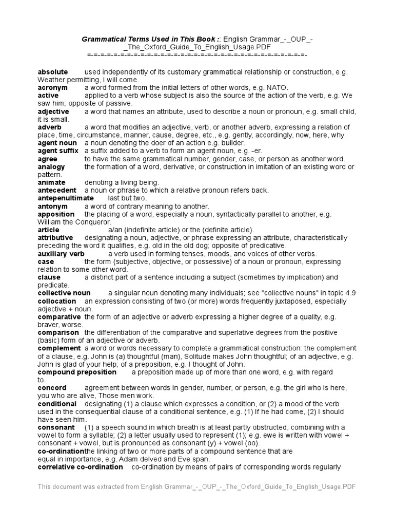 Essential Grammatical Terms Explained | PDF | Language Arts ...