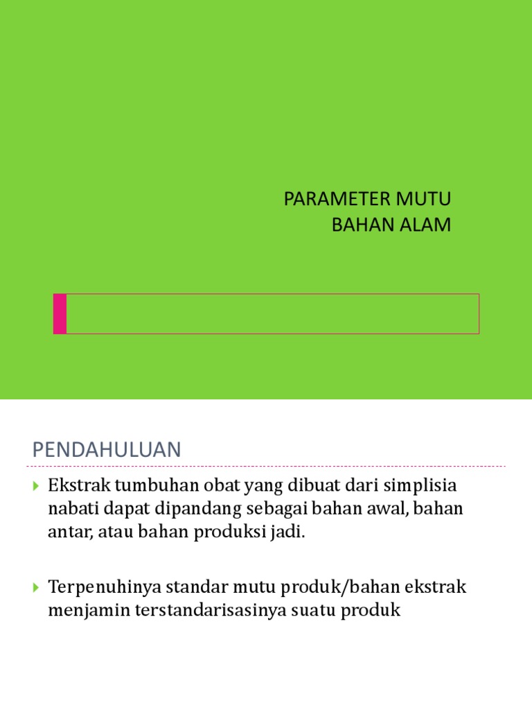 Parameter Mutu Ekstrak | PDF