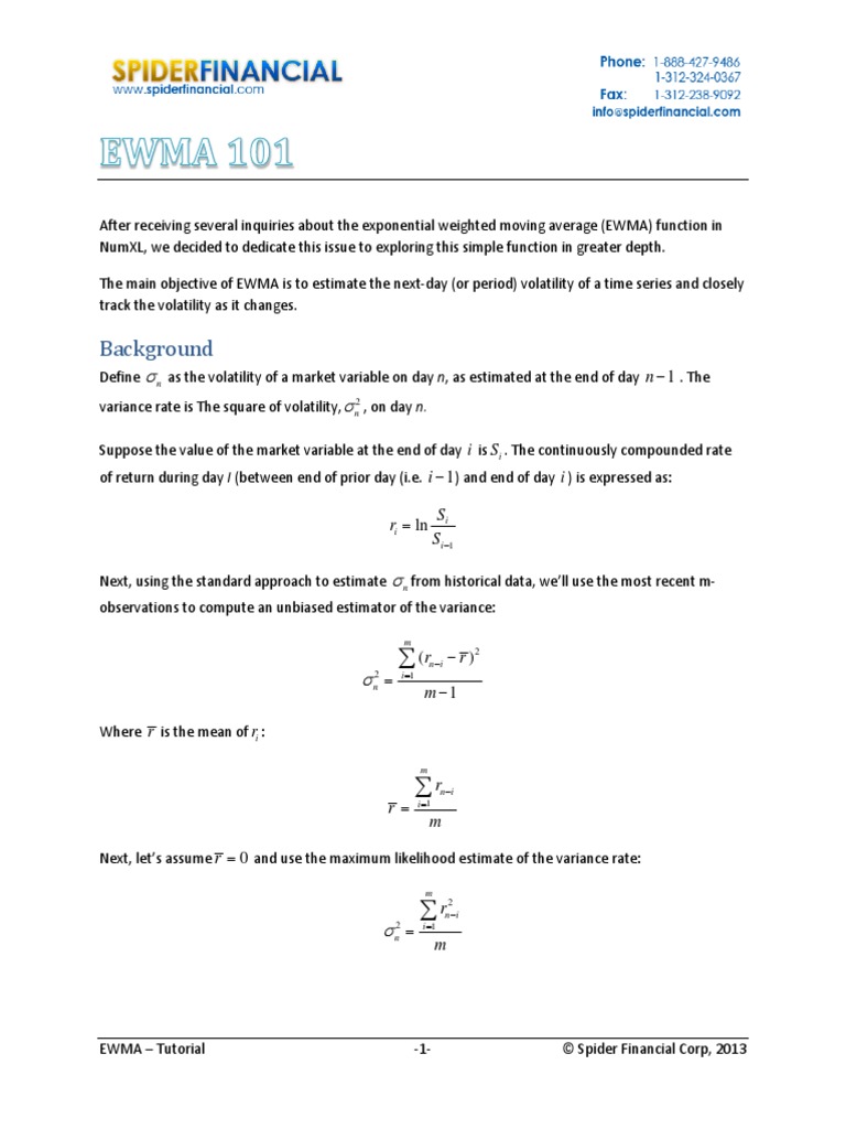 EWMA Tutorial | Volatility (Finance) | Variance