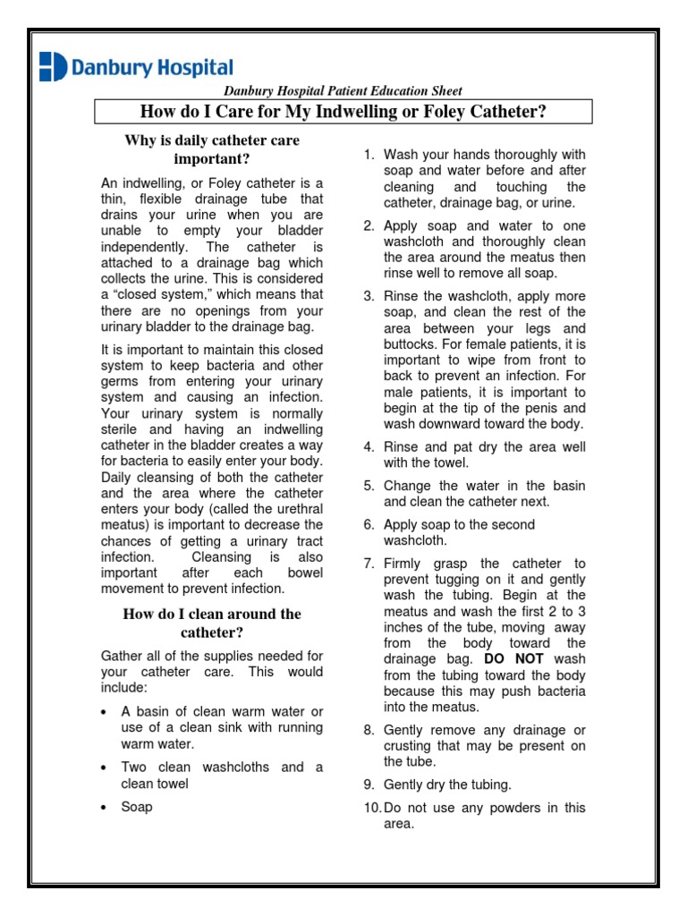 Foley Catheter Care Instructions | PDF | Urology | Medical Specialties