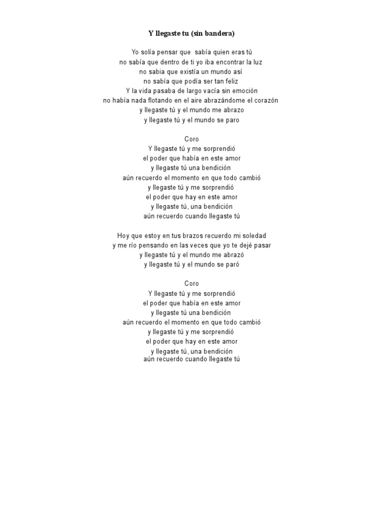 Y Llegaste Tu | PDF | Yo | Amor