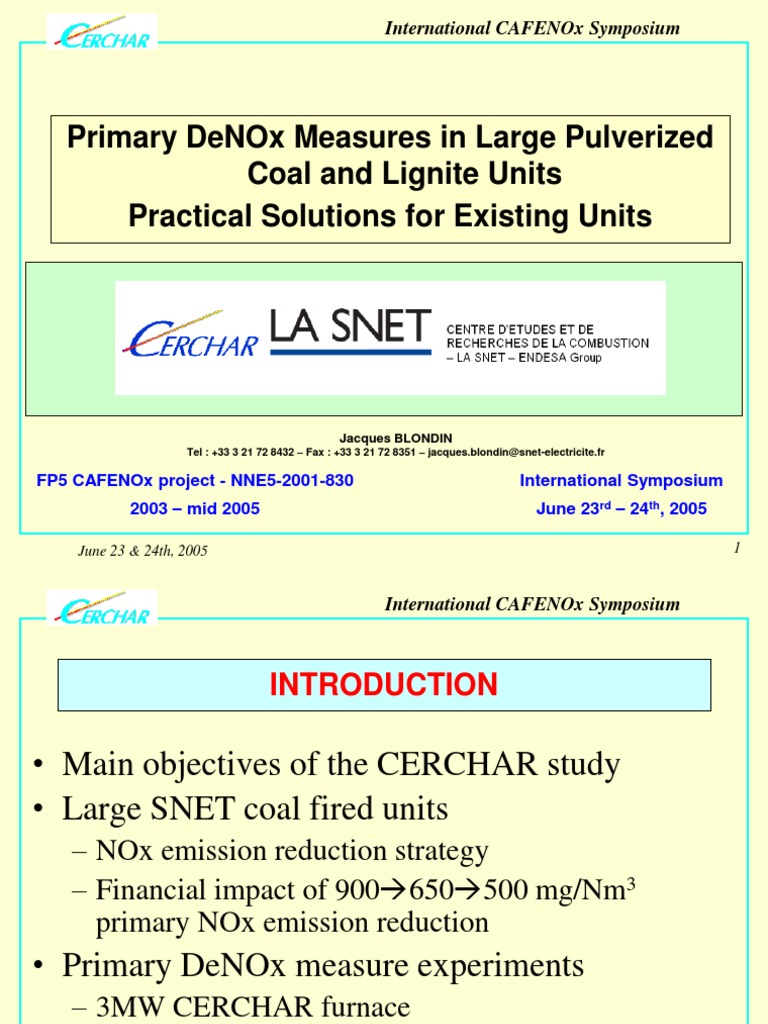 9 - Primary DeNOx Measures in Large Pulverized Coal and Lignite Units ...