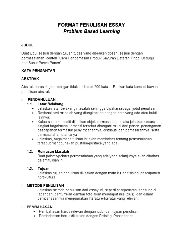 Format Penulisan Essay Mahasiswa | PDF