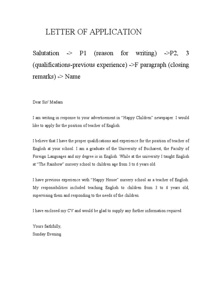 Letter of Application | PDF