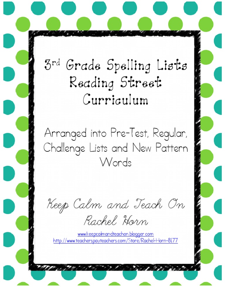Reading Street Spelling Lists | PDF | Spelling | Curriculum