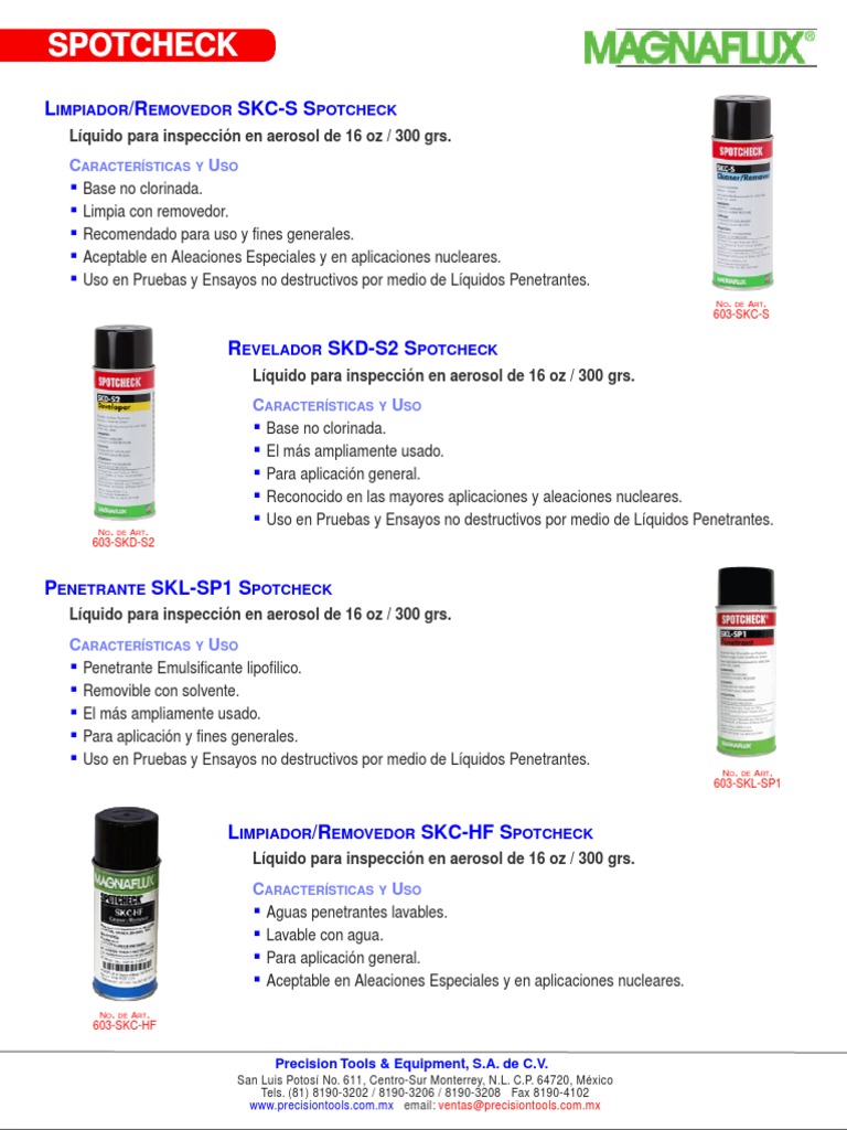 Catalogo Magnaflux | PDF | Química | Ingeniería de Edificación