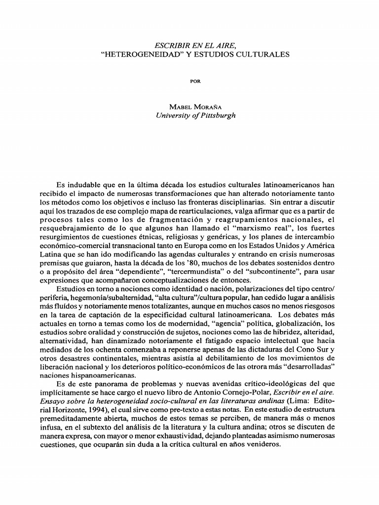 Escribir en El Aire - Cornejo Polar | Descargar gratis PDF | Estudios ... Escribir en El Aire - Cornejo Polar | Descargar gratis PDF | Estudios ...