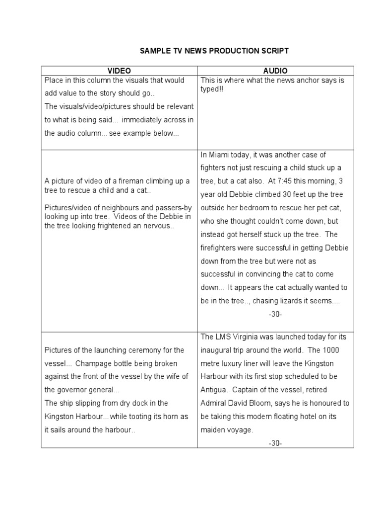 Sample TV News Production Script | PDF