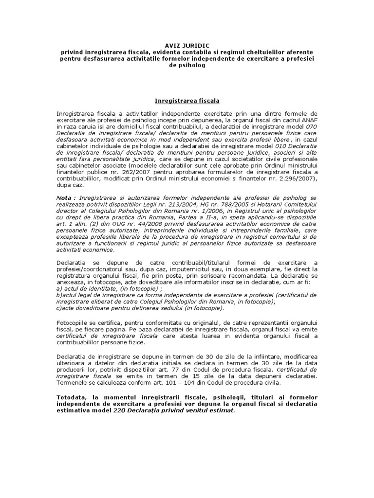 AVIZ JURIDIC - Cabinet Psihologic | PDF