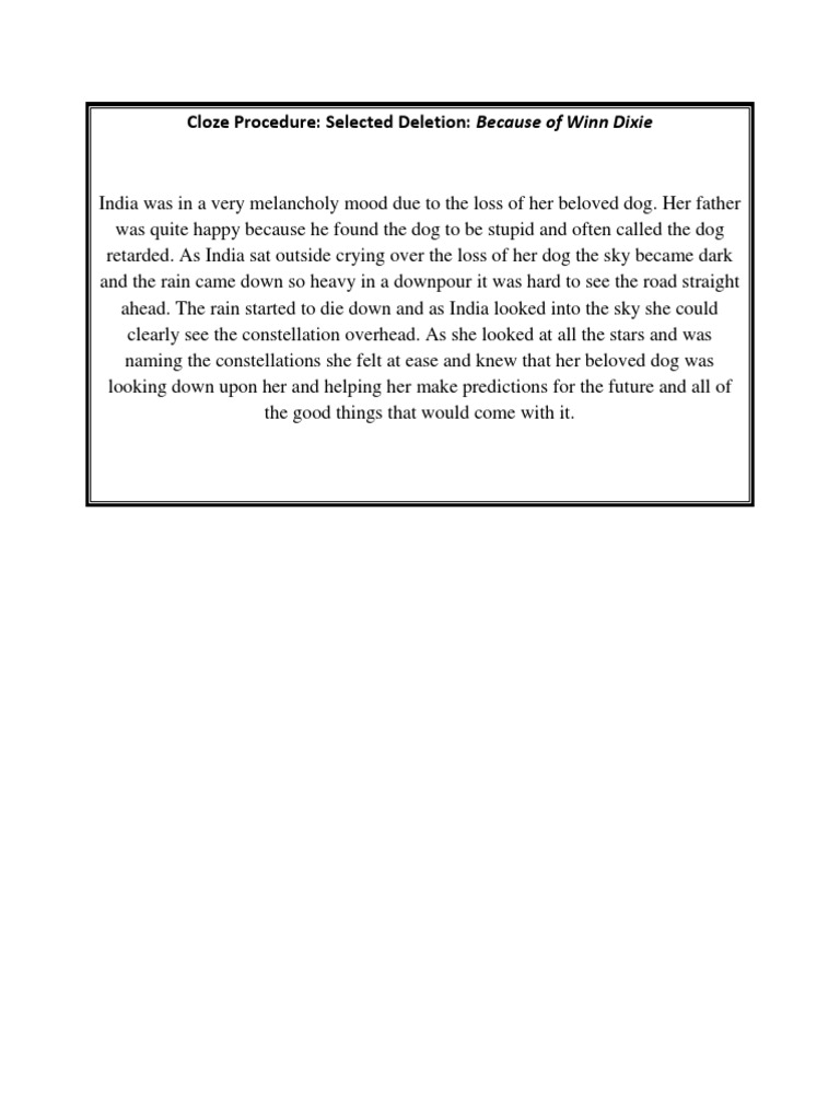 Cloze Procedure | PDF | Travel | Poetry