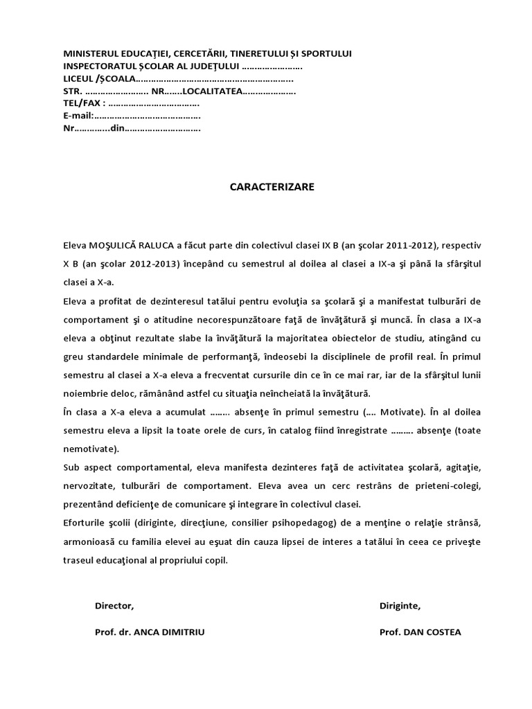 Caracterizare Elev Problema 2 | PDF