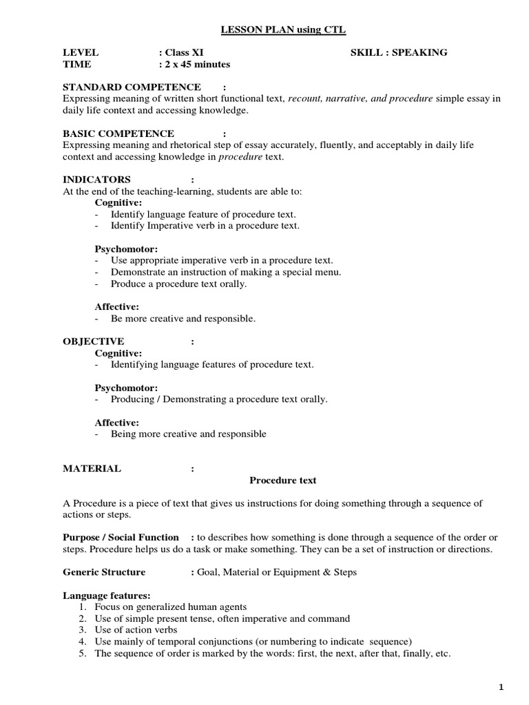 Lesson Plan Using CTL | Download Free PDF | Sandwich | Lesson Plan