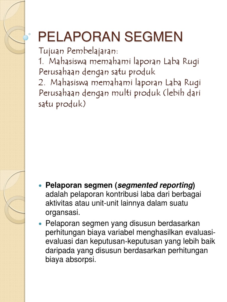 Pelaporan Segmen Laba Rugi Perusahaan | PDF