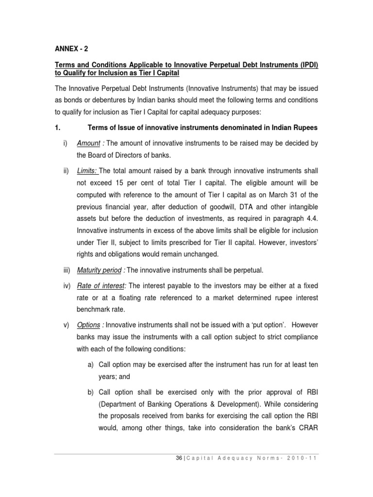 Innovatimmbe Perpetual Debt Instrument | PDF | Capital Requirement | Banks