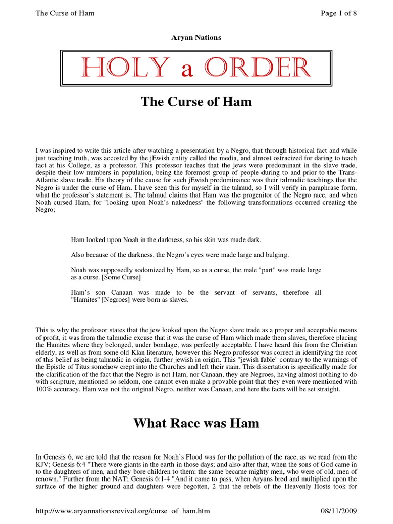 Aryan Nations the-Curse-Of Ham | PDF | Ham (Son Of Noah) | Noah