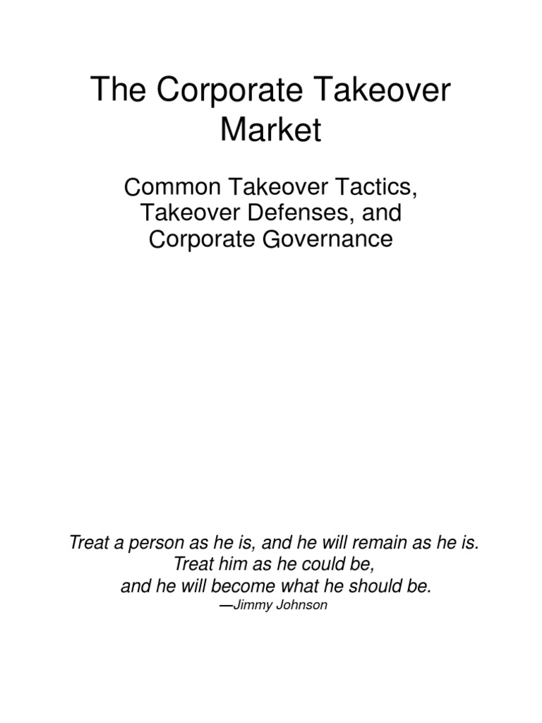 Chapter 03 Common Takeover Tactics and Defenses | PDF | Takeover ...