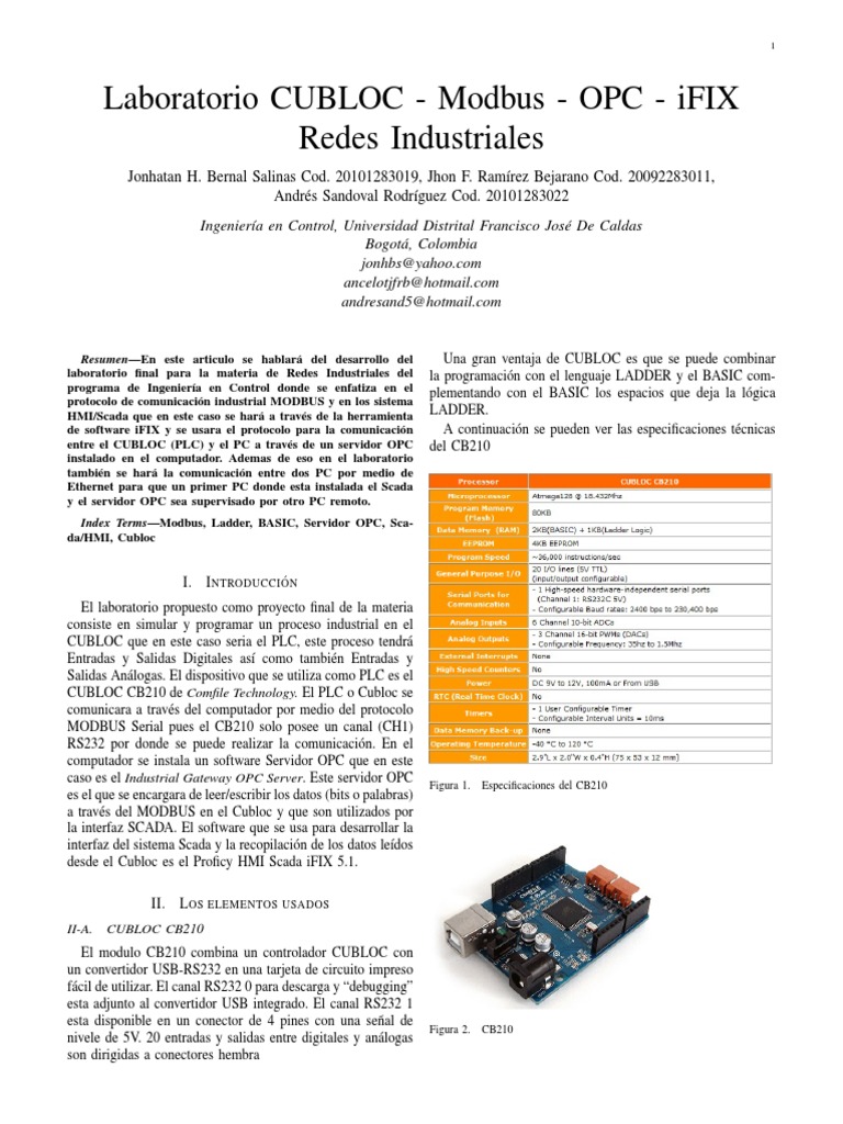 Laboratorio CUBLOC - Modbus - OPC - iFIX | PDF | Scada | Tecnología de medios