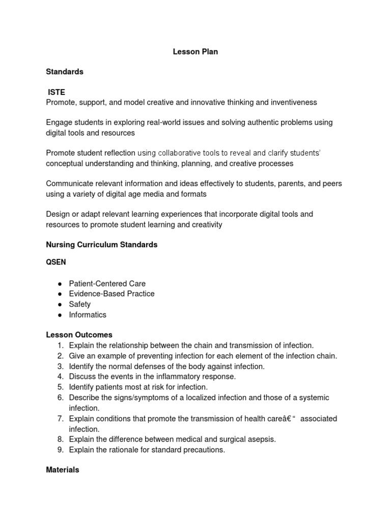 Lesson Plan Standards Iste | PDF | Transmission (Medicine) | Infection