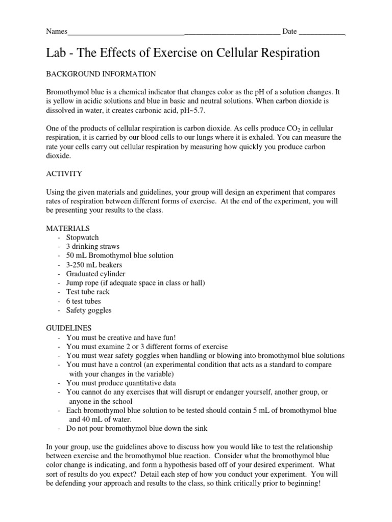 Bromothymol Blue Lab | PDF | Experiment | Carbon Dioxide
