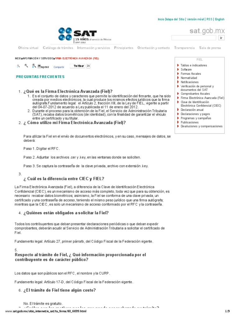 Preguntas Frecuentes Fiel SAT | PDF | Gobierno | Informática