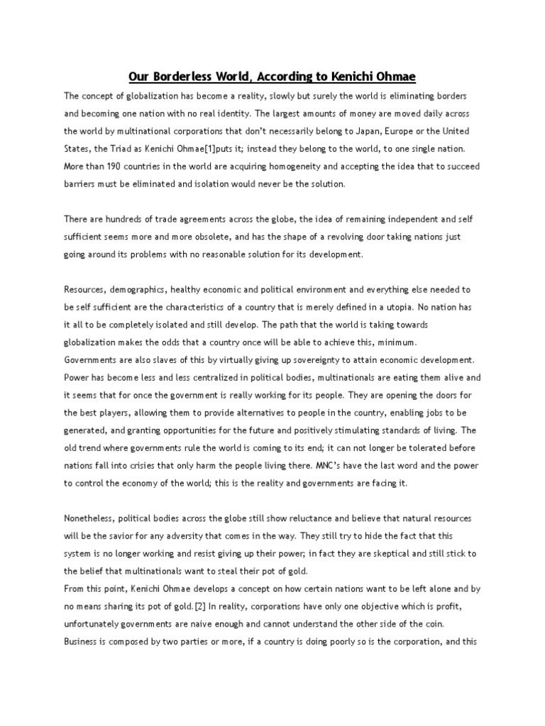 Our Borderless World | PDF | Multinational Corporation | Globalization
