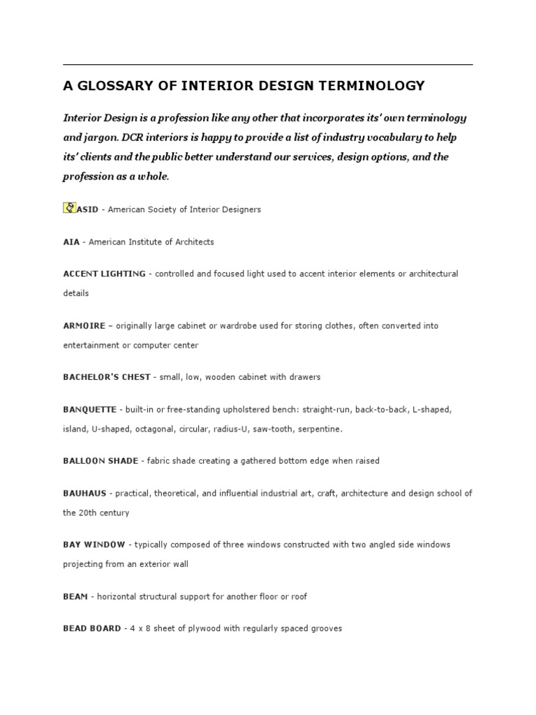 A Glossary of Interior Design Terminology | PDF | Cabinetry | Window