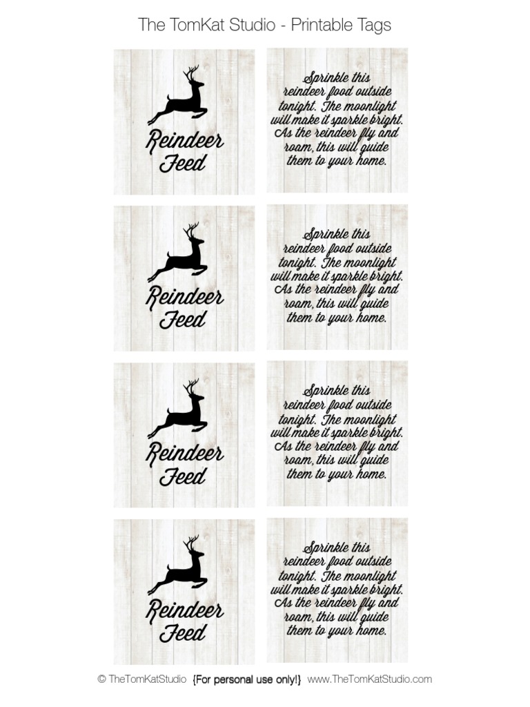 Reindeer Feed Tags - The TomKat Studio | PDF