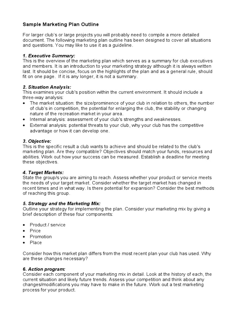 Comprehensive Club Marketing Plan | PDF | Strategic Management ...