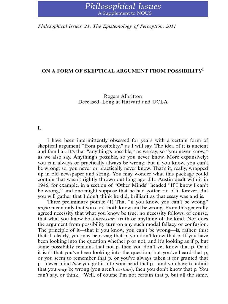 Skeptical Argument from Possibility | PDF | Self-Improvement