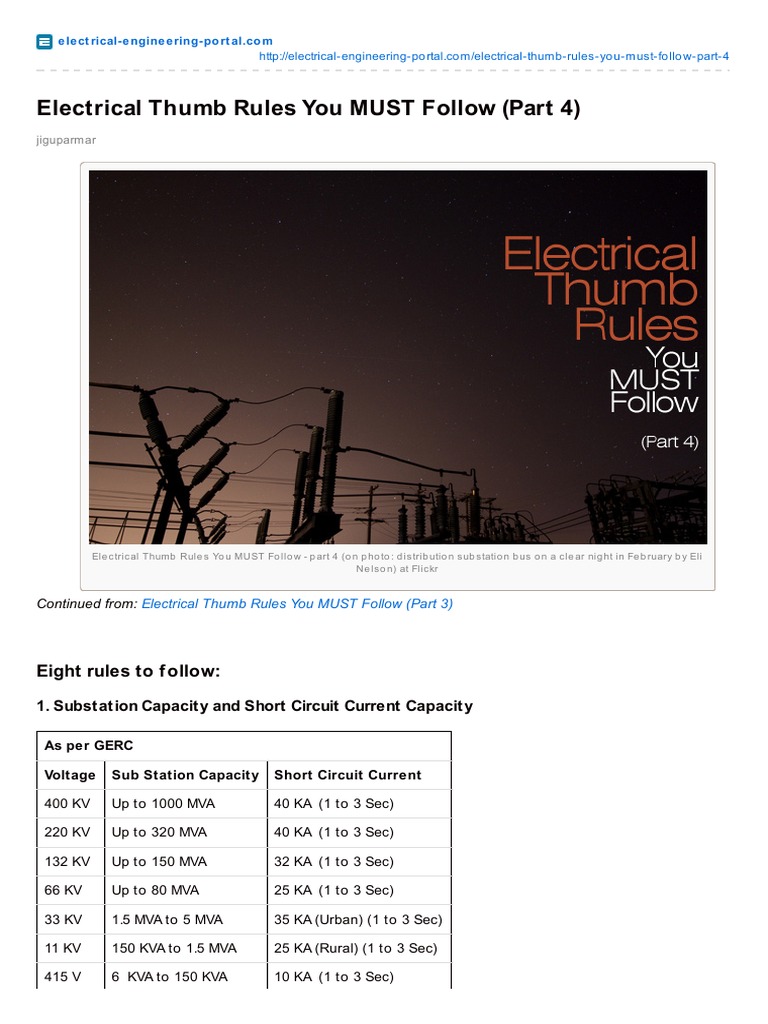 Electrical Thumb Rules You MUST Follow Part 4 | PDF | Fuse (Electrical) | Components
