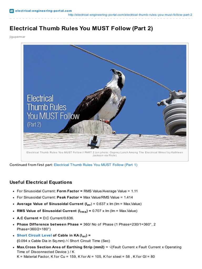Electrical Thumb Rules You MUST Follow Part 2 | PDF | Voltage | Fuse (Electrical)