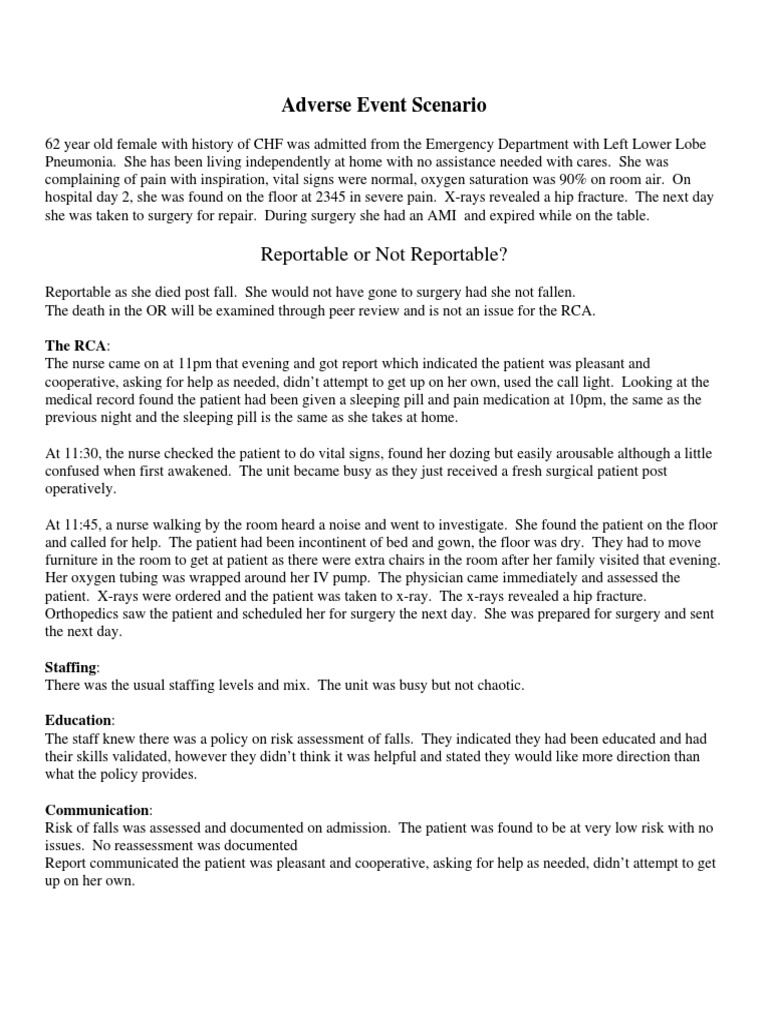 Scenario Fall Rca | PDF | Surgery | Patient