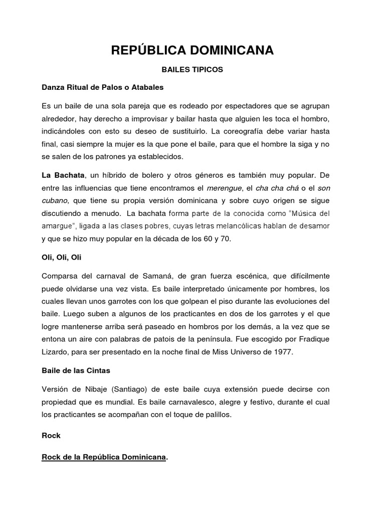Republica Dominicana | PDF | República Dominicana | Bailes