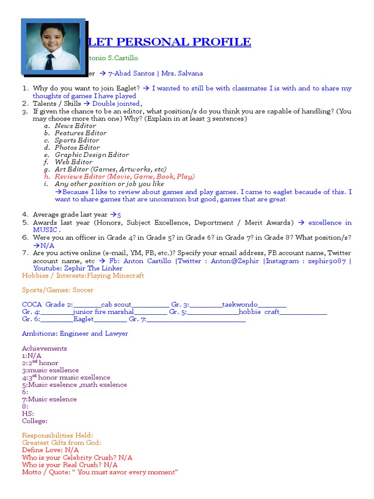 Personal Profile | PDF