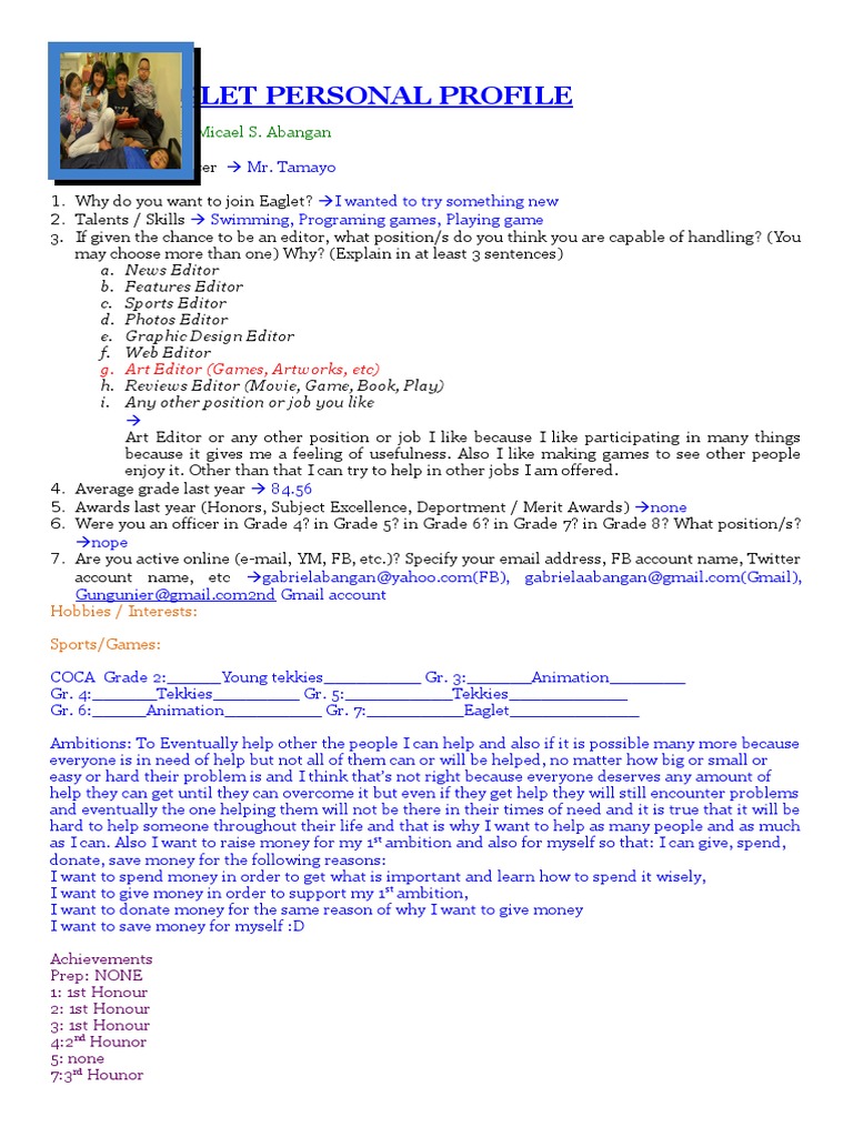 Personal Profile | PDF