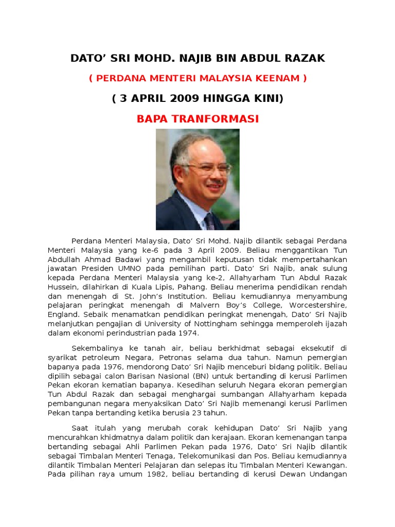 Merdeka Tokoh Najib | PDF