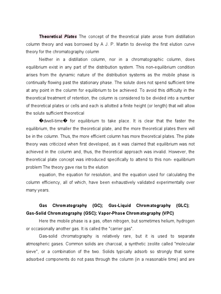 Theoretical Plates Concept in Chromatography | PDF | Chromatography ...