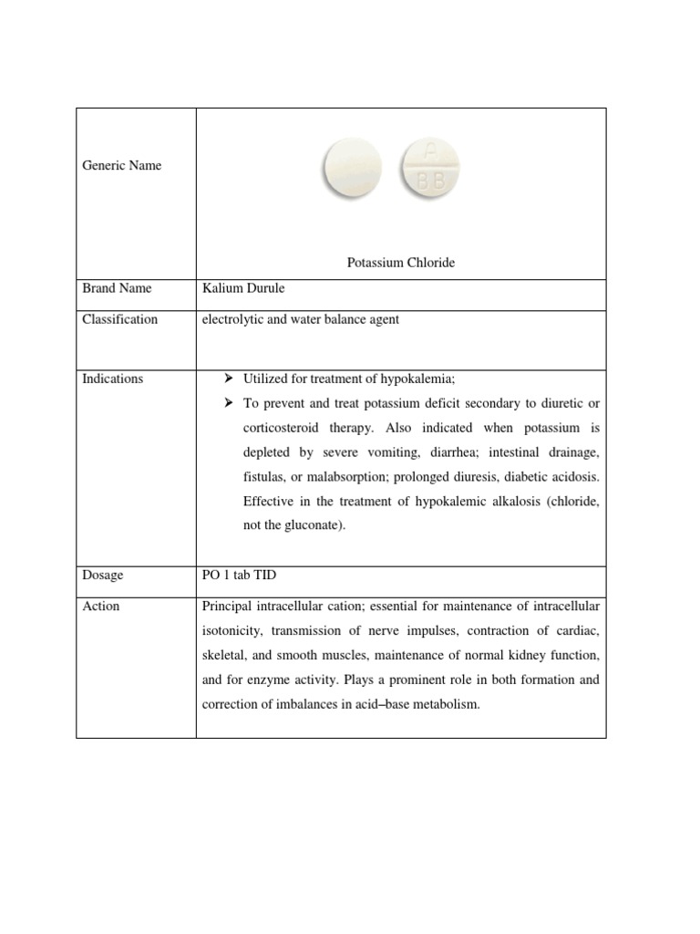 Kalium Durule: Uses and Dosage Guide | PDF | Medical Specialties ...
