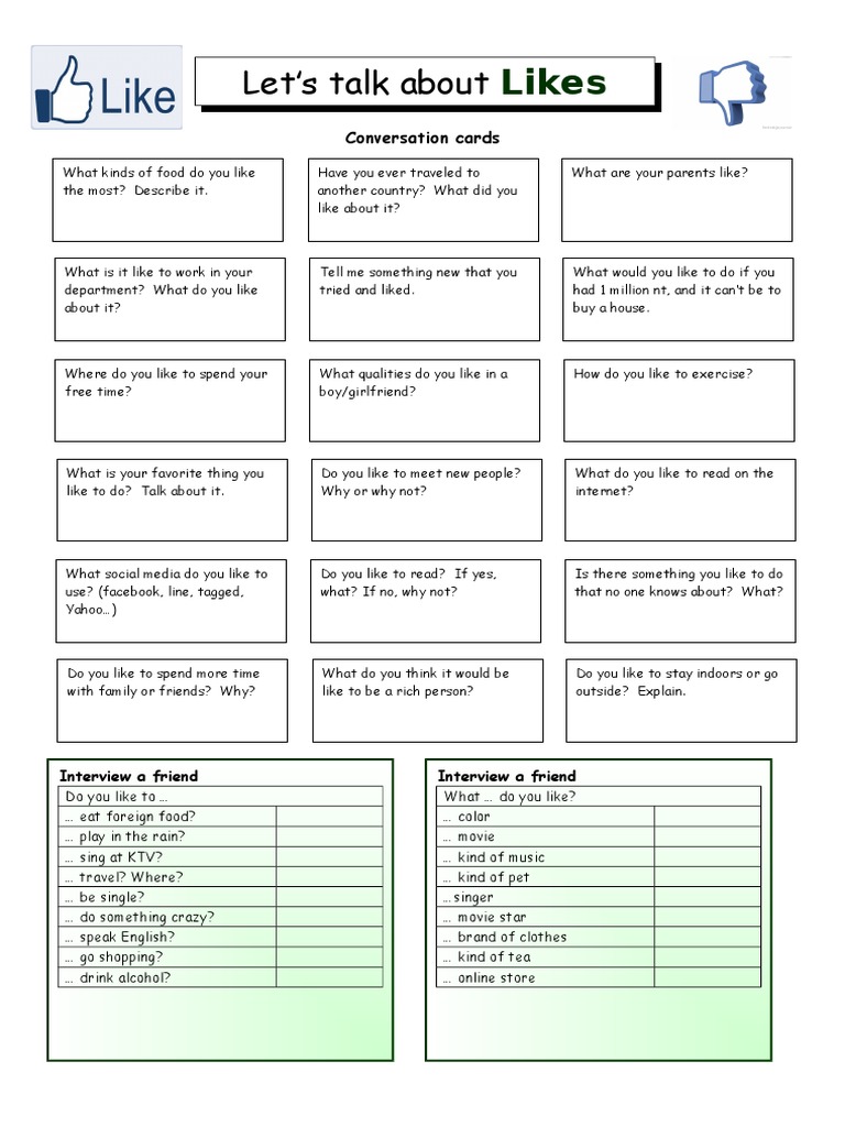 Engaging Conversation Starters About Likes | PDF