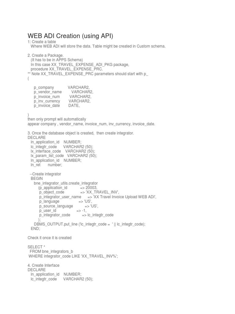 WEB ADI Creation | PDF | Application Programming Interface | Software Development