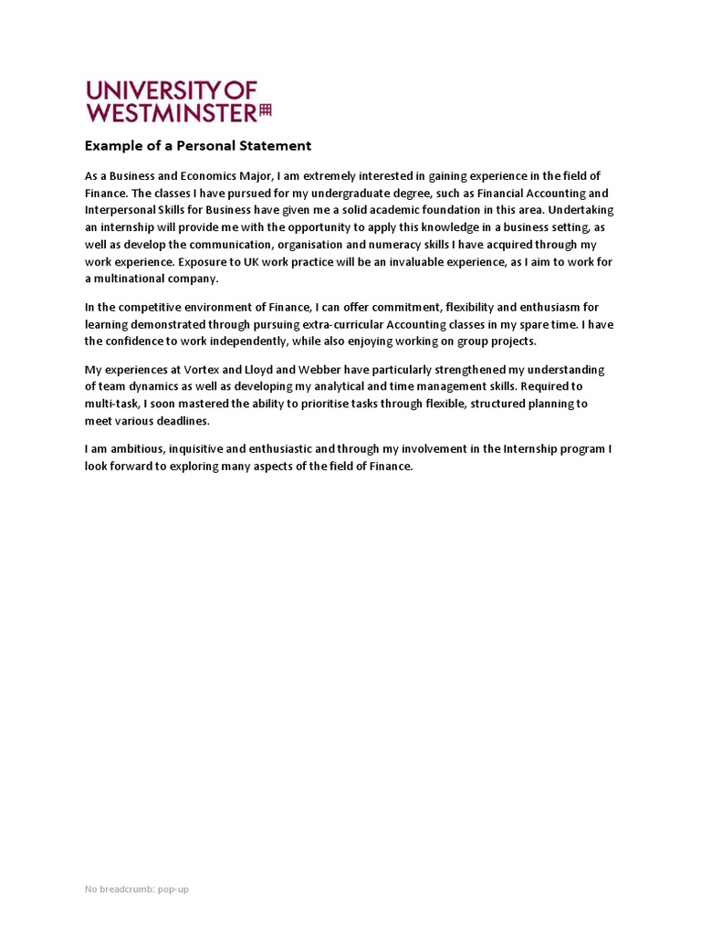 Example Personal Statement | PDF