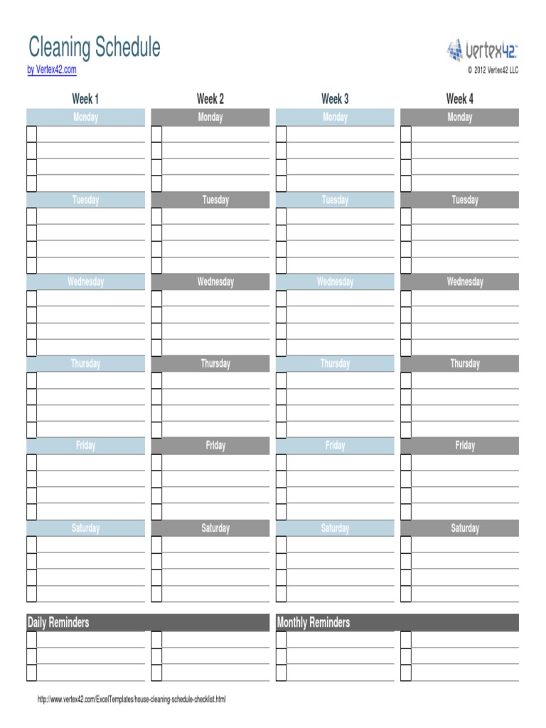 House Cleaning Schedule | PDF | Career & Growth